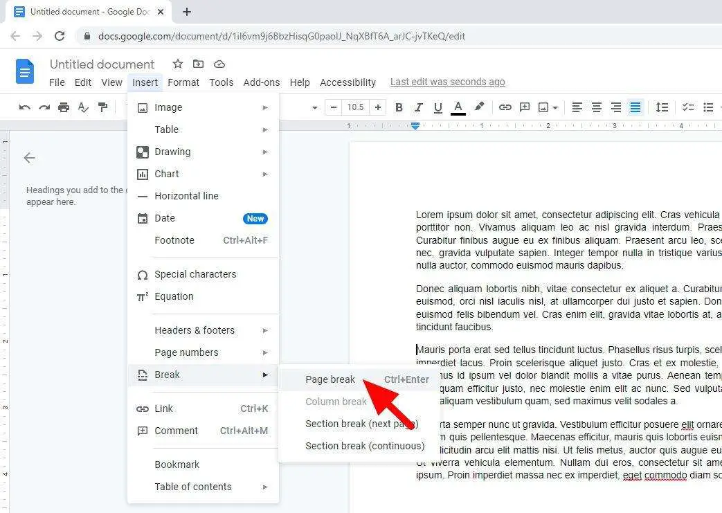 How To Do Page Break In Google Docs Vegadocs