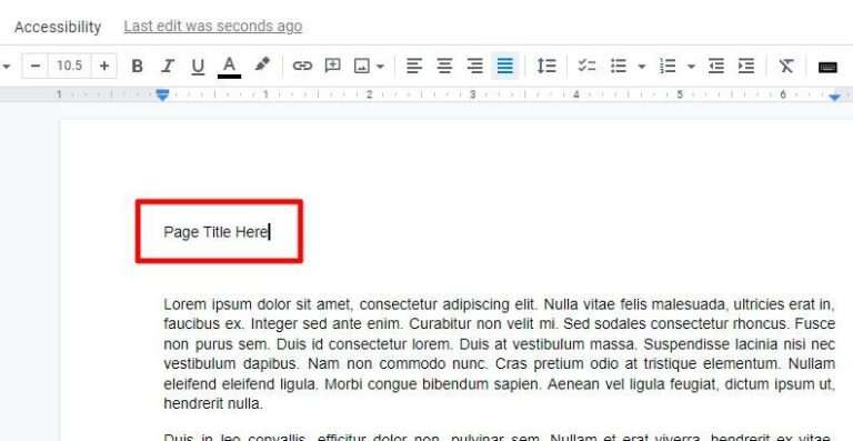 How to Insert a Page Title in Google Docs Document - Vegadocs
