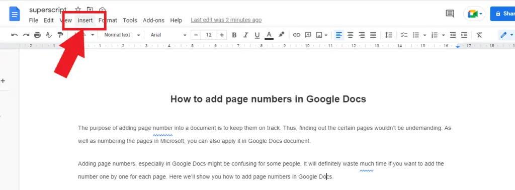 How To Add Page Numbers In Google Docs - Vegadocs