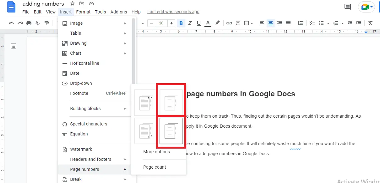 How To Add Page Numbers In Google Docs - Vegadocs