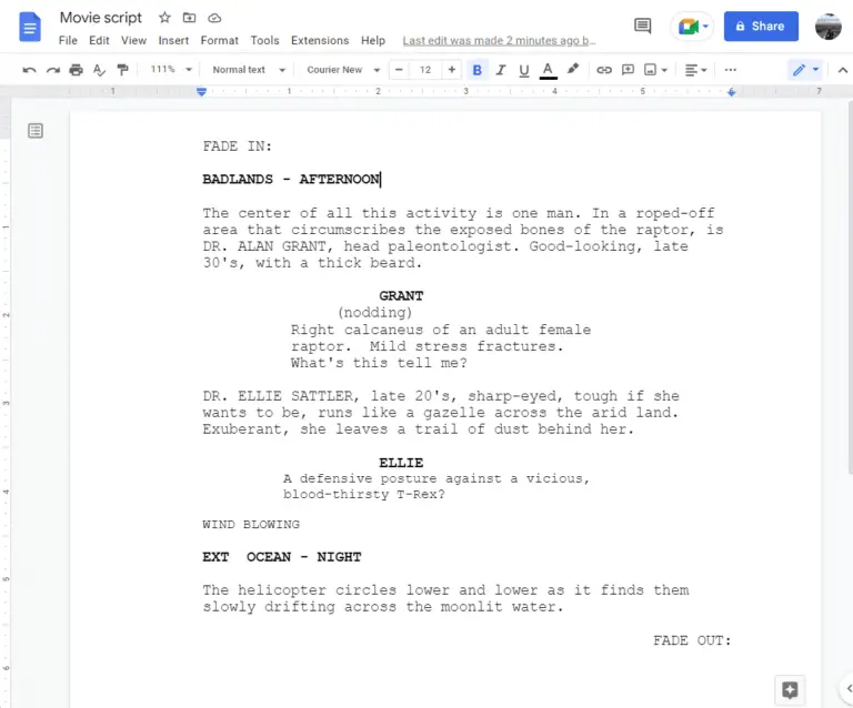 How to Do Movie Screenplay Formatting in Google Docs - Vegadocs
