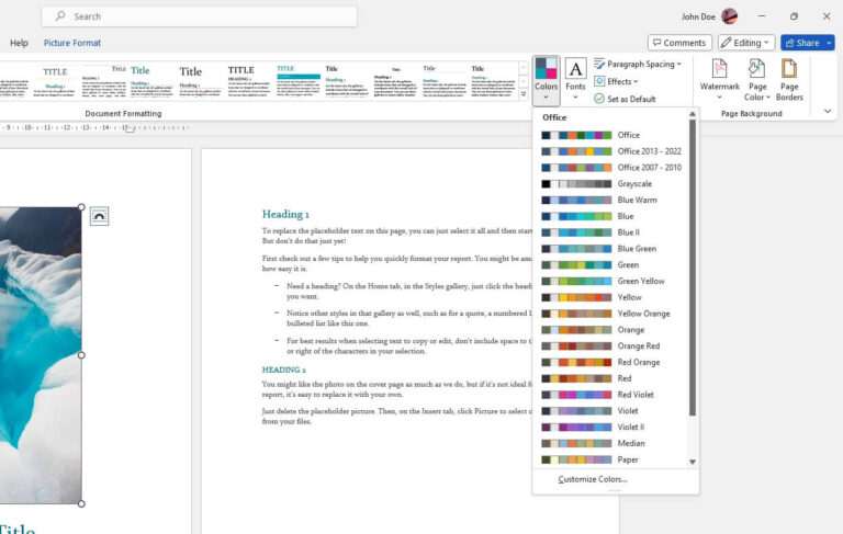 How to Change Theme Colors in Microsoft Word - Vegadocs